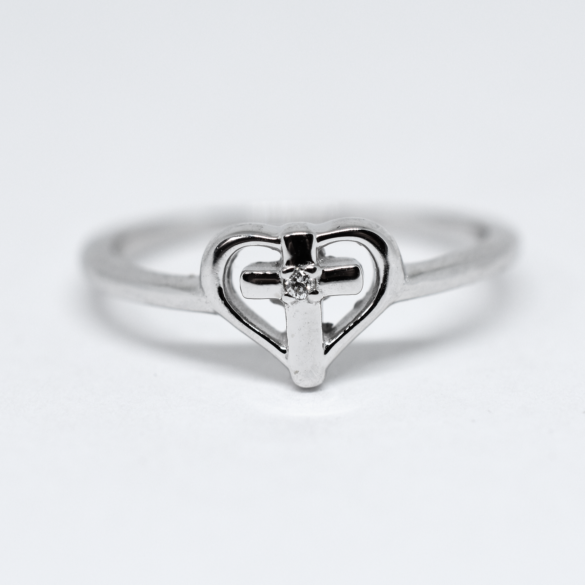 14k Gold Diamond Heart Cross Ring – GandD
